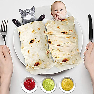 Tortilla Swaddle Blanket Throw Taco Blanket for Newborn Toddler Dog Cat,285 GSM Soft Flannel Wearable Wrap Blanket Funny Gift for Baby Shower