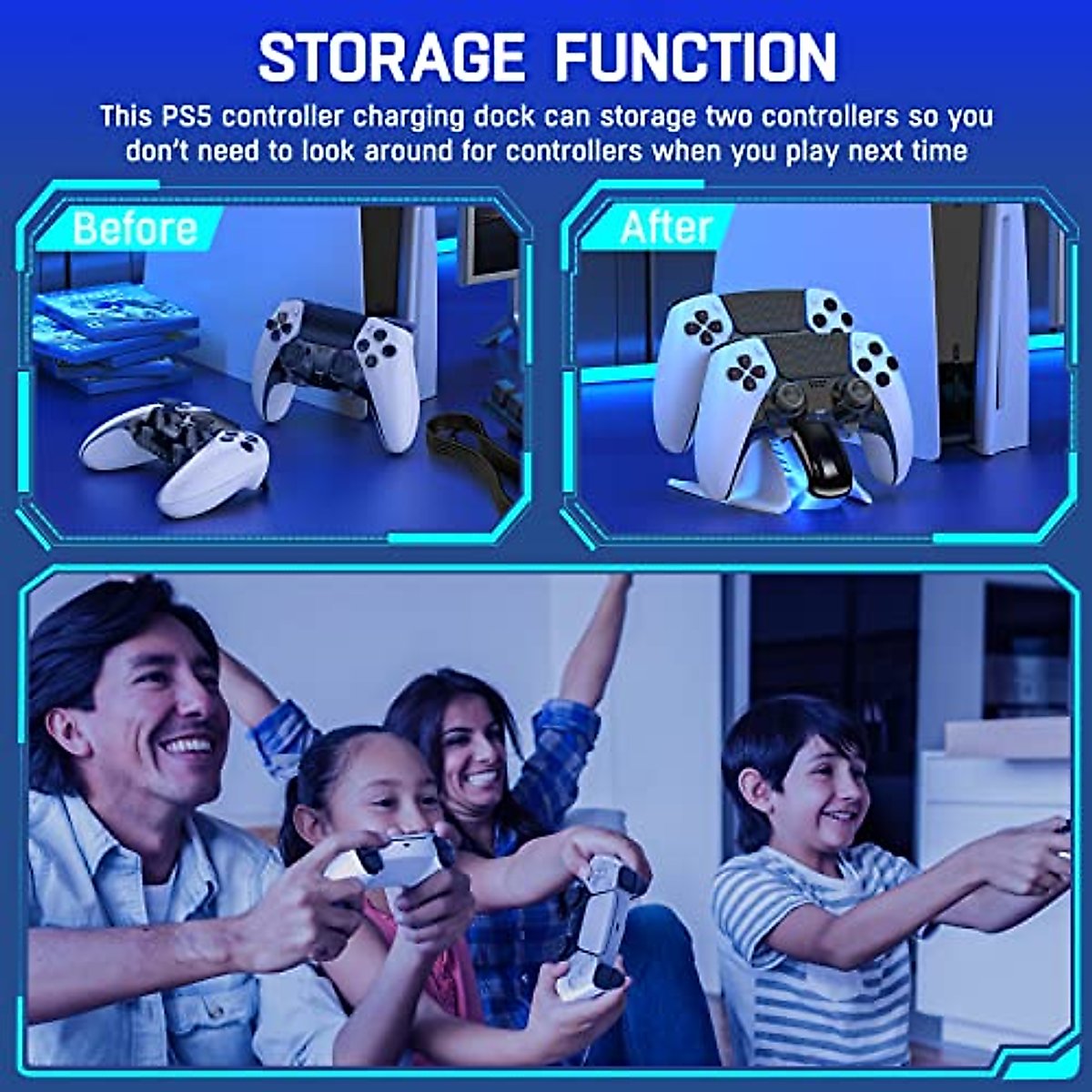 PS5 Controller Charging Station Compatible with PS5 Controller/Edge Controller, Fast PS5 Dualsense Charger Station with Cable, PS5 Charging Dock for Playstation 5 Controllers- Airplane Design