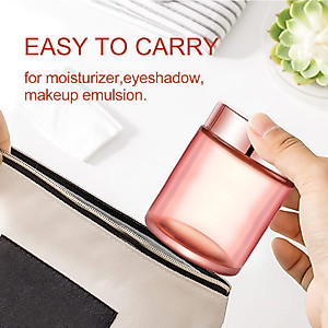 Cositina 4 Pack 3.4 oz Pink Glass Jars with Rose-Golden Lids & Inner Liners,Empty Round Storage Containers Travel Jars Pot,for Cosmetics,Gel,Eye shadow,Makeup,Face cream Lotion