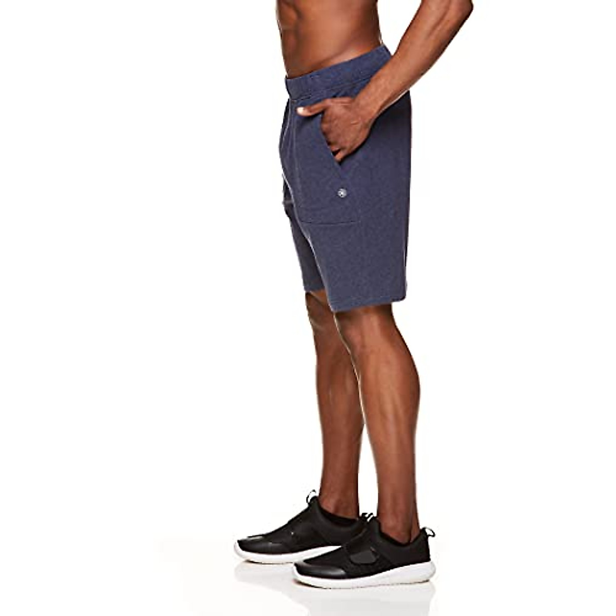 Gaiam Men's French Terry Yoga Shorts - Athletic Gym and Running Sweat Short with Pockets - Synergy Navy Heather, Medium