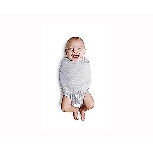 embé 2-Way Starter Baby Swaddle, 6-14 lbs, Newborn Swaddle Sack 0-3 Months, Zip & Hook and Loop Fastener Swaddle 0-3 Months Baby Swaddles Wrap, Hip Healthy, Infant Swaddle - Grey Stripe