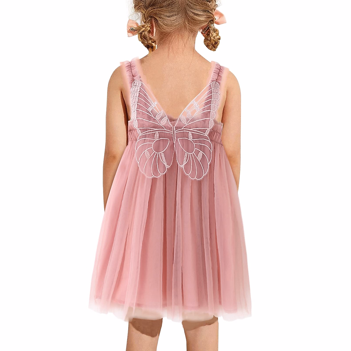 Baby Girls Layered Butterfly Tulle Tutu Dresses Toddler Cotton Tutu Sleeveless Princess Dress(Dark Pink, 5 Years)