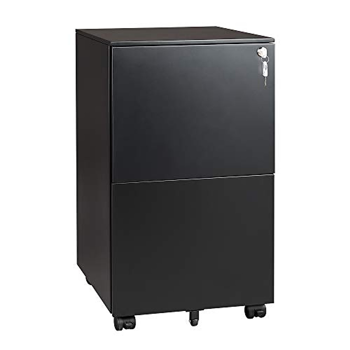 DEVAISE Mobile Filing Cabinet with Lock, Vertical File Cabinet for Legal/Letter/A4 Files, Fully Assembled Except Wheels, Black