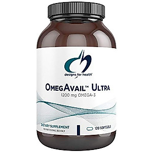 designs for health OmegAvail Ultra TG Fish Oil 1200mg - 1000 IU Vitamin D3, Vitamins K1 + K2 - Triglyceride Form Omega 3 Fish Oil Supplement with DHA/EPA - No Fishy Aftertaste (120 Softgels)