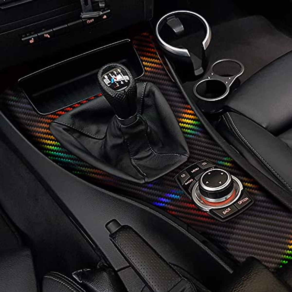 TECKWRAP Holographic Black Carbon Fiber Vinyl Wrap Film Bubble Free Air Release Car Wrap Vinyl Automotive DIY Decals 1ft x 5ft