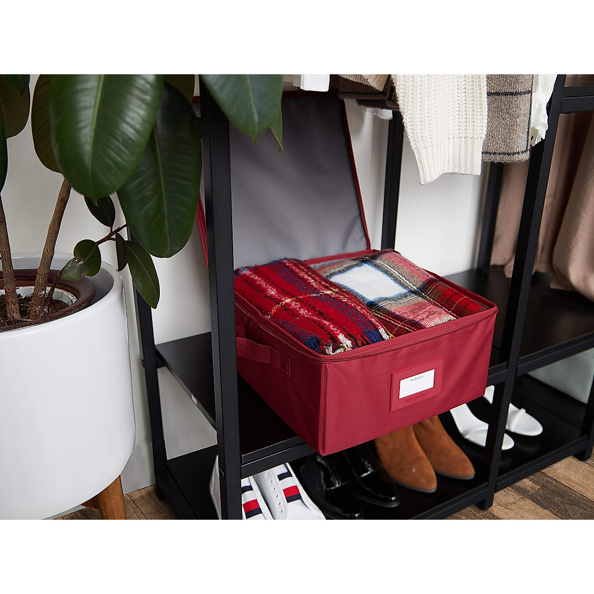 Covermates Keepsakes - Zip-Top Storage Box - Heavy Duty Polyester- Reinforced Handles - Stackable Design - Indoor Storage-Scarlett Red