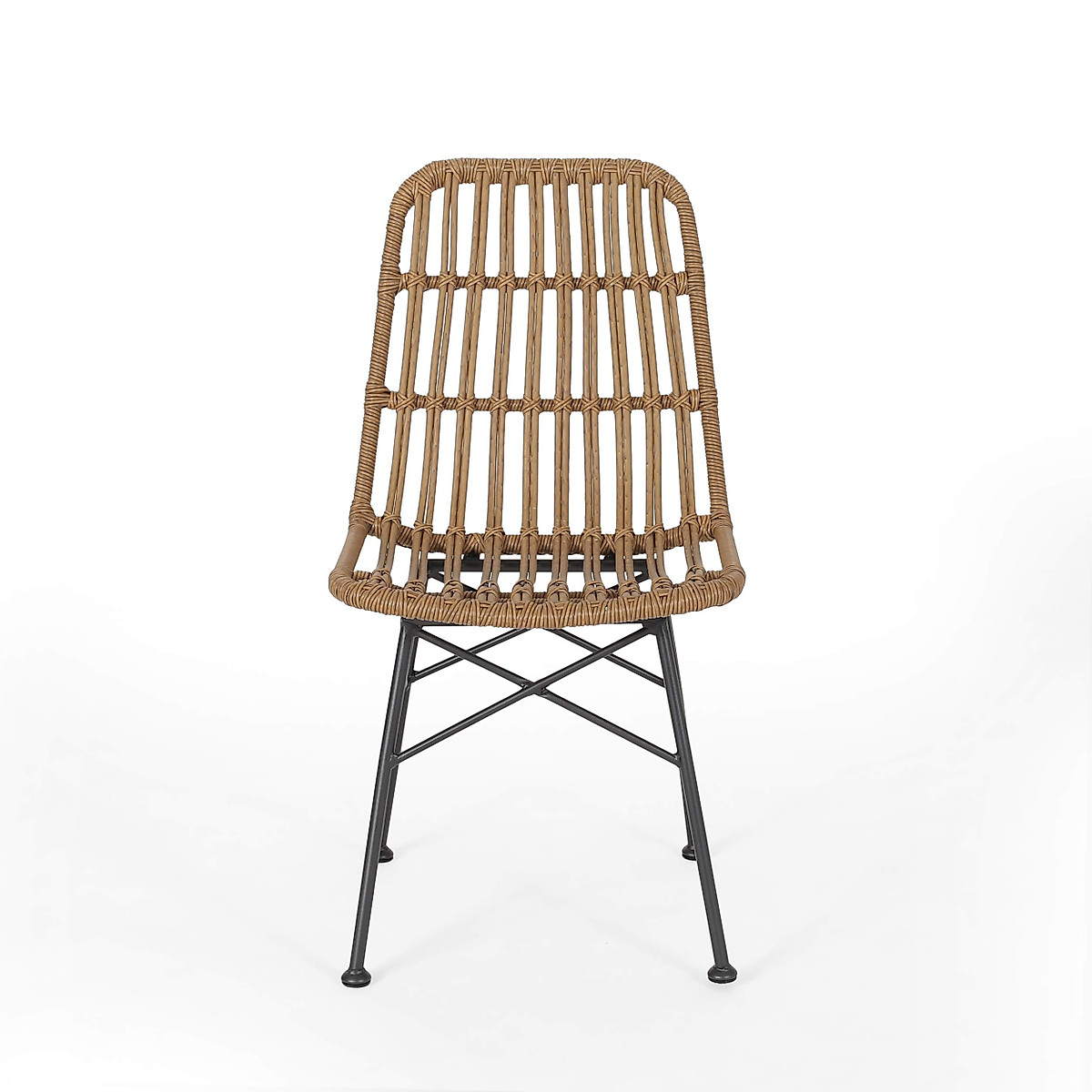 Christopher Knight Home Sawtelle Assisi Indoor Wicker Dining Chairs (Set of 2), 18.25 "W x 24 "D x 35 "H, Light Brown + Black