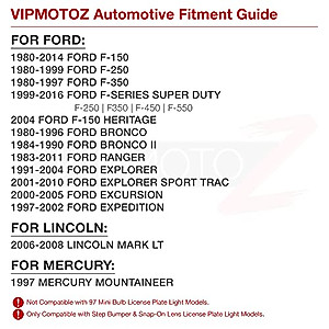 VIPMOTOZ Bright White SMD LED License Plate Light Compatible with Ford F150 F250 F350 Super Duty Ranger Pickup Explorer Bronco Excursion Expedition Rear Bumper Tag Lamp Housing Assembly