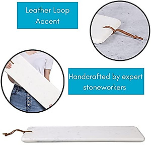 BIRDROCK HOME 23" Marble Serving Board | 100% Natural, Premium Marble | 23" L x 8" W | Charcuterie Board for Party Appetizers | Kitchen Platter for Food | Fruit Display - White