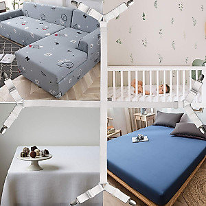 ACEDÉCOR Sheet Straps, Fitted Sheet Clips Under Mattress Keeping Sheets in Place, Bed Sheet Holder Straps for Twin, Full, Queen, King(White)