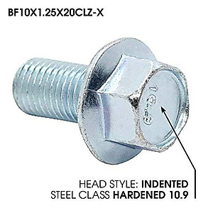 (15pcs) BelMetric M10X1.25X20mm JIS Hex Head Flange Bolt 14mm Wrench, Class 10.9 Plated Zinc for Automobile, Motorcycle, and Mechanical Applications BF10X1.25X20CLZ