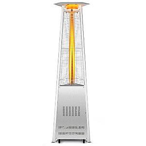 Tangkula Patio Propane Heater, 42,000 BTU Pyramid Outdoor Heater with Tip-Over and Flameout Protection, 92" Tall Quartz Glass Tube Portable Propane Heater with Wheels