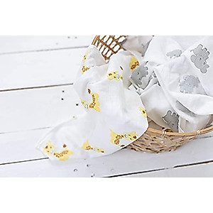 CuddleBug Muslin Baby Swaddle Blankets for Boys and Girls Size Large 4 x 4 Feet – Muslin Cotton 4 Pack (Safari Friends)