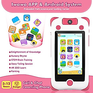 UNERVER Kids Phone - Phone for Kid Real Cell Phone for Girls/Boys Toddler Christmas Birthday Gift Age 3-8, Toy Phone for Kids MP3 Music Player with Flip Cameras Children Learning Play Phone