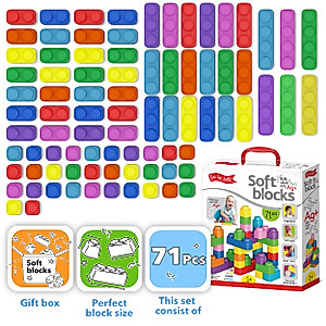 Far far land -Super Soft Building Blocks for Toddlers Ages 1-3 Years– Teaches & Enhances Creativity and Fine Motor Skills- STEM Building Set - 71 Pieces