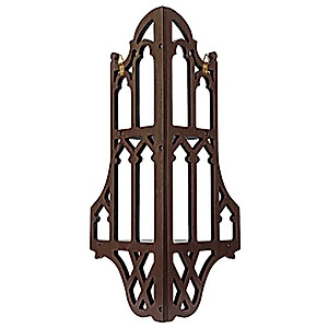 Design Toscano Canterbury Cathedral Gothic Wooden Corner Shelf, 25 inch, walnut