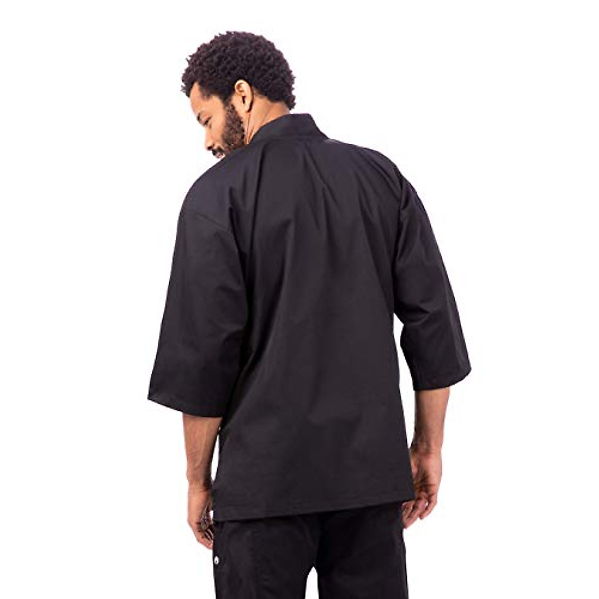 Chef Works Men's Sushi Chef Coat, Black, Small/Medium