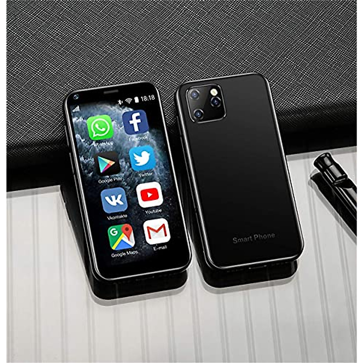 SOYES XS11 3G Mini Smartphone 2.5Inch WiFi GPS China Mobile RAM 1GB ROM 8GB Quad Core Android Cell Phones 3D Glass Slim Body HD Camera Dual Sim Google Play Cute Smartphone (Black)