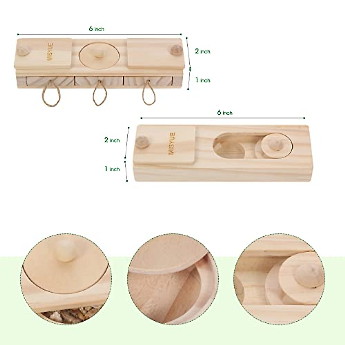 Misyue Guinea Pig Enrichment Foragingtoys, Hamsters Wooden Interactive Enrichment Toys, Treat Dispenser for Small Animal Funny Toys, for Bunny, Chinchillas, Hamsters, Rats and Gerbils（2pcs