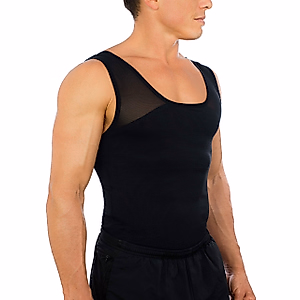 Esteem Apparel Original Men's Chest Compression Shirt to Hide Gynecomastia Slimming Shapewear (Black, Medium)
