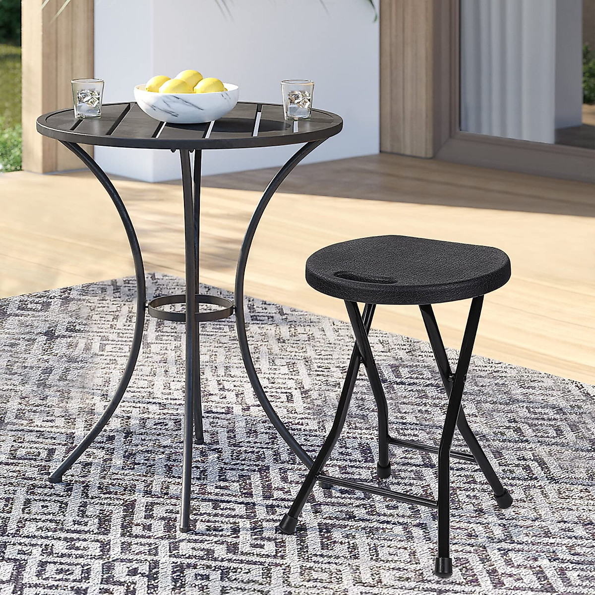 Magshion Foldable Stool with Handle Indoor Outdoor 6 Pack Backless Folding Stool 230lbs Capacity, 18 Inch Black