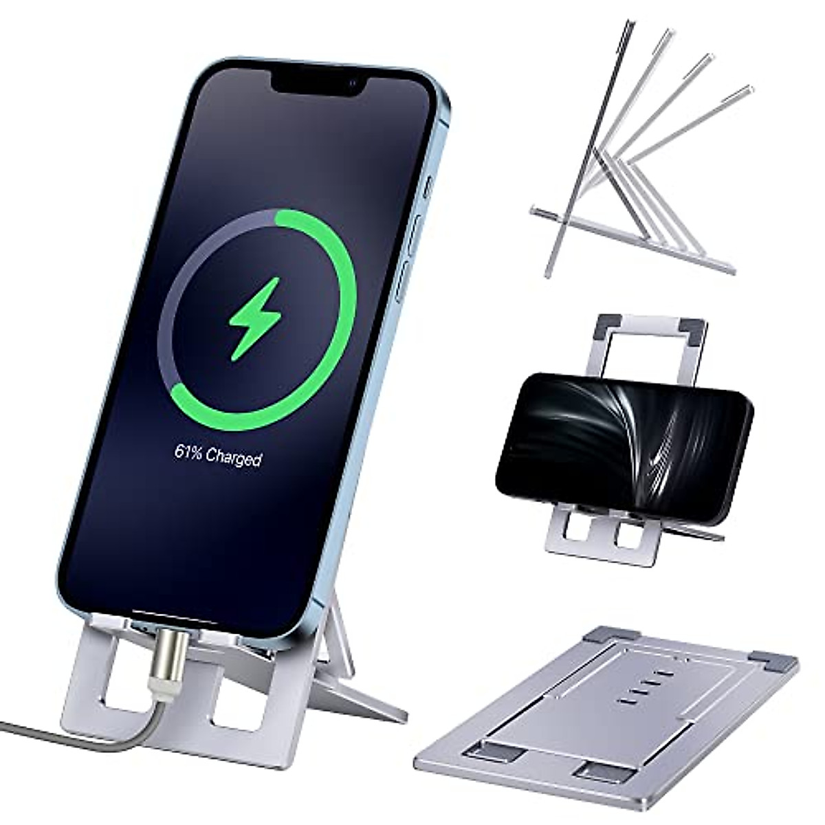 Arae Cell Phone Stand, Adjustable iPhone Stand for Desk, Aluminum Foldable Office Phone Holder Cradle Dock Compatible with iPhone 13 12 11 Pro Max Xs Xr 8 7 6 Plus, Samsung Galaxy Smartphones(4-8")