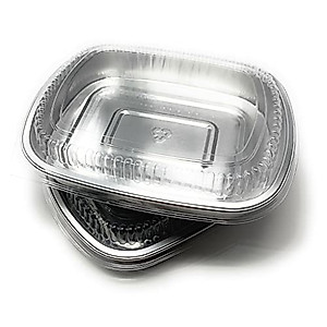 ShopexZone ReHeatables Aluminum Food and Storage Containers Reusable and Disposable Tray with Lids Freezer Oven Safe Meal Prep Baking Roasting Storing Reheating Perfect for Holidays | Large, 2 Pack