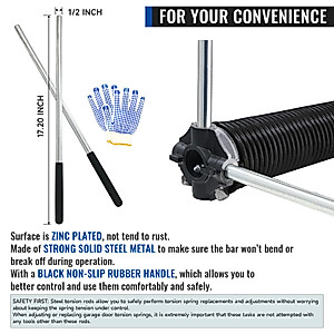 YoToolGDS Left Hand Wind（Black Cone）2" Garage Door Torsion Spring with Non-Slip Winding Bars & Gloves, High Precision Electrophoresis Black Coated, for Replacement, MIN 16,000 Cycles (0.207x2''x20'')