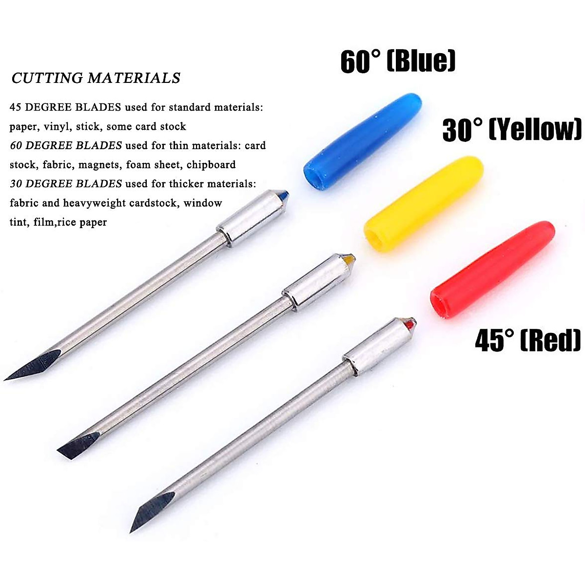 EVISWIY CB09 Blades for Silhouette Cameo 4/4 Plus/4 Pro/3/2/1/Portrait/Curio/with Graphtec Holder Housing 15PCS (30/45/60 Degree) Cutting Blades for Cameo Replacement Accessories Buddle