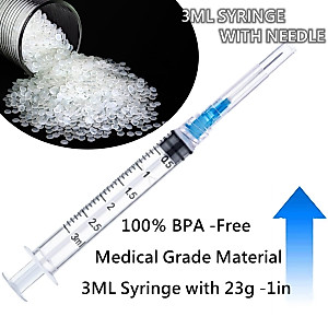 3cc 3ml with 23 Gauge 1 Inch, Sterile Lab Utensils Scientific Research, Industrial Dispensing or Liquid Measuring - Pack of 50
