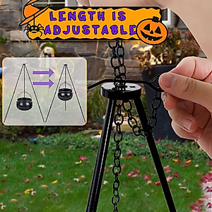 Treewoll 2.8FT H Halloween Witch Cauldron with Tripod Stand, Hanging Black Pot with Adjustable Chain Hook for Witches Games Props Haunted House Halloween Parties Indoor Outdoor Decorative Set