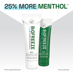 Biofreeze Professional Strength Pain Relief Gel, Arthritis Pain Reliver, Knee & Lower Back Pain Relief, Sore Muscle Relief, Neck Pain Relief, FSA Eligible, 2 Pack (4 FL OZ Biofreeze Menthol Gel)