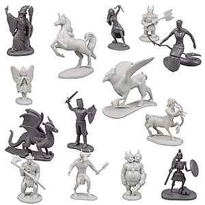 Monster Fantasy Creature Mini Action Figure Playset - 98pcs Toy Miniatures w 14 Unique Designs - Dragons, Wizards, Orcs, & More- XL 1/32 Scale Compatible with Dungeons and Dragons and Other RPG Games