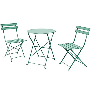 Grand patio 3-Piece Bistro Set Folding Outdoor Furniture Sets with Premium Steel Frame Portable Design for Bistro & Balcony, Mint Green