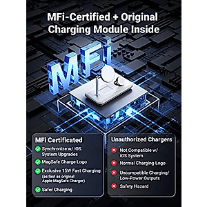 UGREEN MFi-Certified 25W 3-in-1 MagSafe Wireless Charging Station, 15W Fast Charging for iPhone 14/13/12 MagSafe Series, Compatible with Apple Watch, AirPods Series (No AC Adapter)