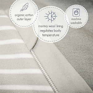 Woolino 4 Season Classic Baby Sleep Bag - Merino Wool and Organic Cotton - Two-Way Zipper Newborn Sleeping Sack - Infant Wearable Blanket - 0-6 Months - Earth