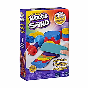 Kinetic Sand, Rainbow Mix Set with 3 Colors of Kinetic Sand (13.5oz) and 6 Tools, Play Sand Sensory Toys for Kids Ages 3 and up