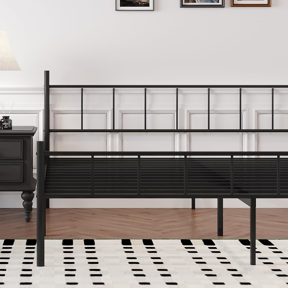 zunatu Metal Bed Frame Platform with Headboard & Footboard Heavy Duty Sturdy Foundation Storage Space Squeak Resistant Easy Assembly,NO Box Spring Needed,King