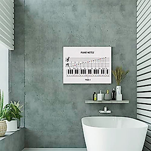 EVXID Piano Music Notes Canvas Poster Painting Wall Art, Music Education Print Artwork Framed Ready to Hang for Music Classroom Office Decor 12 x 15 inch