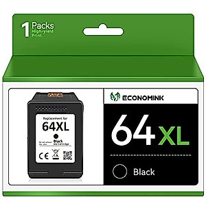 Economink 64XL Black Ink Cartridge, Remanufactured Replacement for HP 64 HP64 Worked with HP Envy Photo 7855 7155 6255 7164 6222 6252 7134 7830 7864 7800 6230 6220 6234 7120 Tango Smart Printer