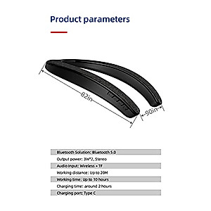 VANPEUSO-905 Neckband Bluetooth Speaker, Bluetooth 5.0 Built-in mic, Portable Wireless Wearable Speaker, True 3D Stereo Surround Sound, Ideal for Home&Outdoors(Black)