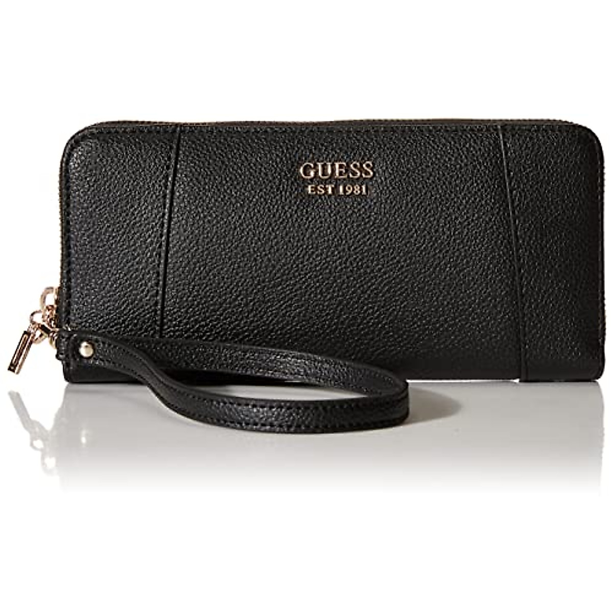 GUESS womens Naya Large Zip Around Wallet, Black, One Size US