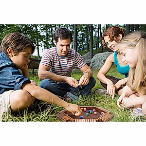 Vamslove Shut The Box Dice Game Wooden Board (L15 x W13) for 1 2 3 4 5 6 Player, 6 Sided 10 Numbers Math Games with 16 Dices for Kids Adults(Instructions Included)