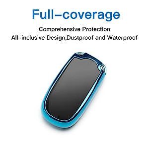 KPPOWER for Dodge Key Fob Cover,Key Fob Case for Dodge Charger Challenger Dart Journey Durango Grand Caravan Smart Premium Soft TPU Dodge Key Case Cover 3/4/5 Button(Blue)