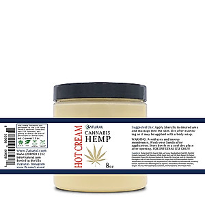 Zatural Hemp Hot Cream Massage Joints and Muscles and Body Wraps Essential Oil Blend, Aloe, Hemp, and More (8oz jar)