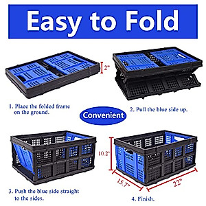 49L Collapsible Plastic Storage Basket, Foldable Storage Bin Organizer, Stackable Folding Crate for Farm Home Office(1 Pack)