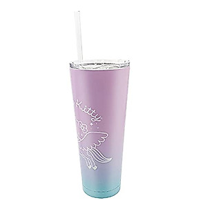 Zak Designs Sanrio Hello Kitty Vacuum Insulated Stainless Steel Travel Tumbler with Splash-Proof Lid, Includes Reusable Plastic Straw and Fits in Car Cup Holders (18/8 SS, 25 oz)