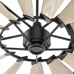Quorum International 197215-69 I Windmill Collection 72 Inch Fifteen Blade Ceiling Fan - Noir Finish I Six Speed Reversible Motor I Modern Contemporary Fixture I Light Fixture Adaptable I