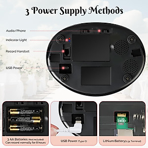 Sangyn Audio Guest Book Wedding Phone Customized Audio Guestbook Phone Vintage Style Audio Message Voicemail for Graduation Retirement Party Birthdays Baby Shower Special Occasions, Black