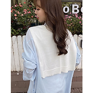 Zontroldy Women's Fashion Sweater Knitted Knotted Shawl Wraps Cape Tops Blouses(0221-White-OneSize)